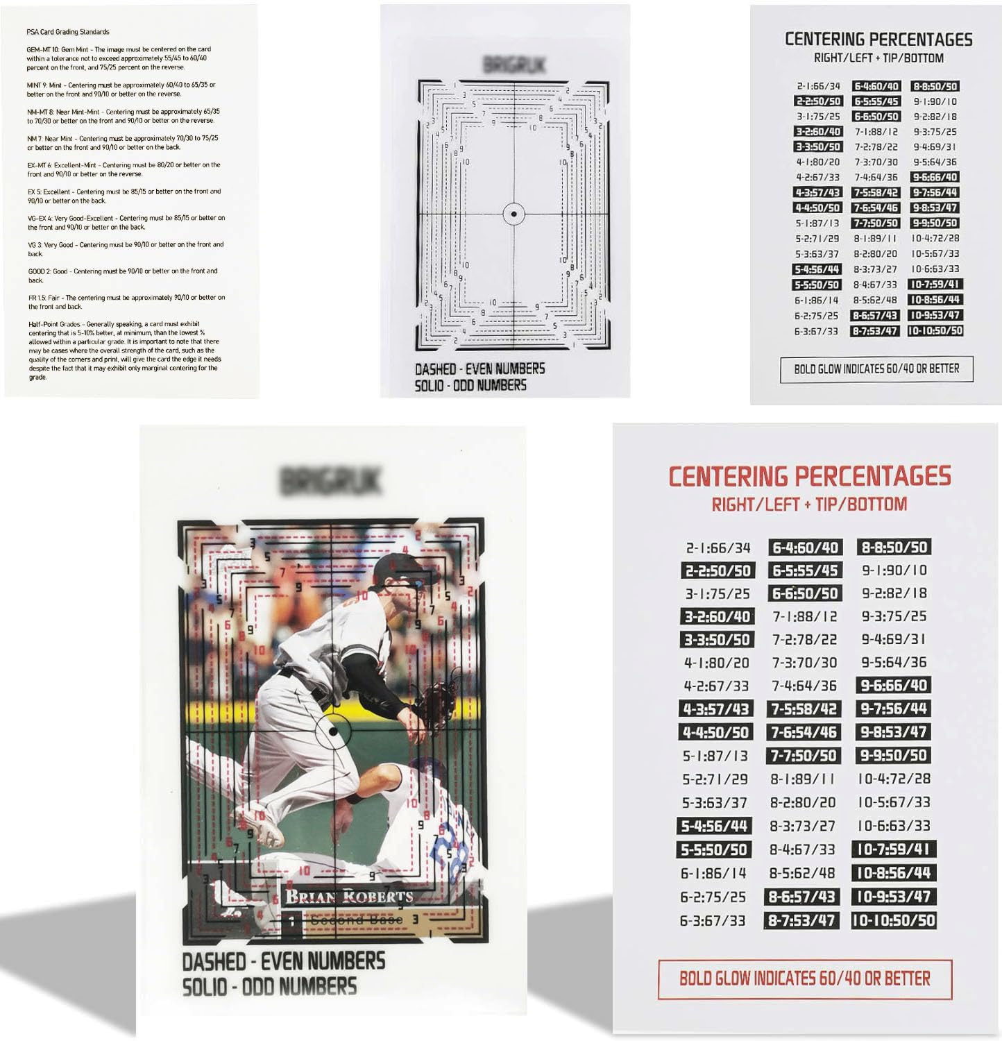 BDJBXK Card Centering Grading Tool, Sports Cards Grading Kit, Includes ...