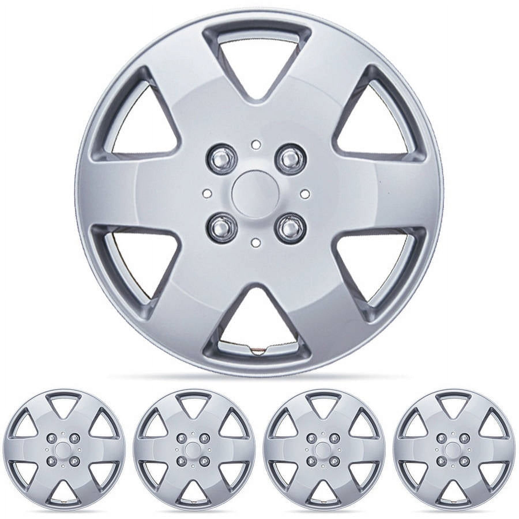 BDK 15" Wheel Covers ABS Plastic Silver Fits Most Vehicles, 4 Pack ...