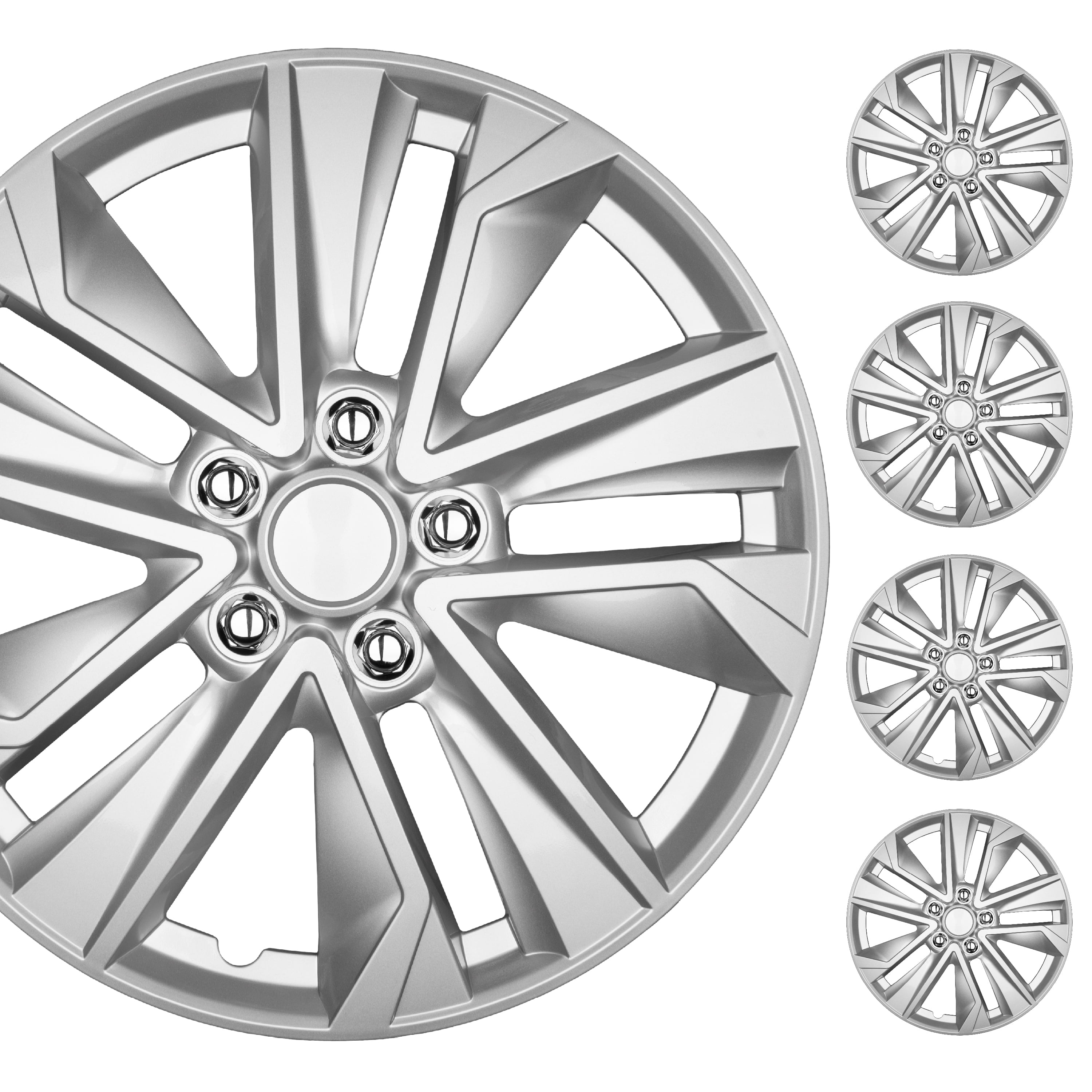BDK, Hubcaps Set of 4, 16 Inch, Silver 10-Spoke Wheel Covers - Walmart.com