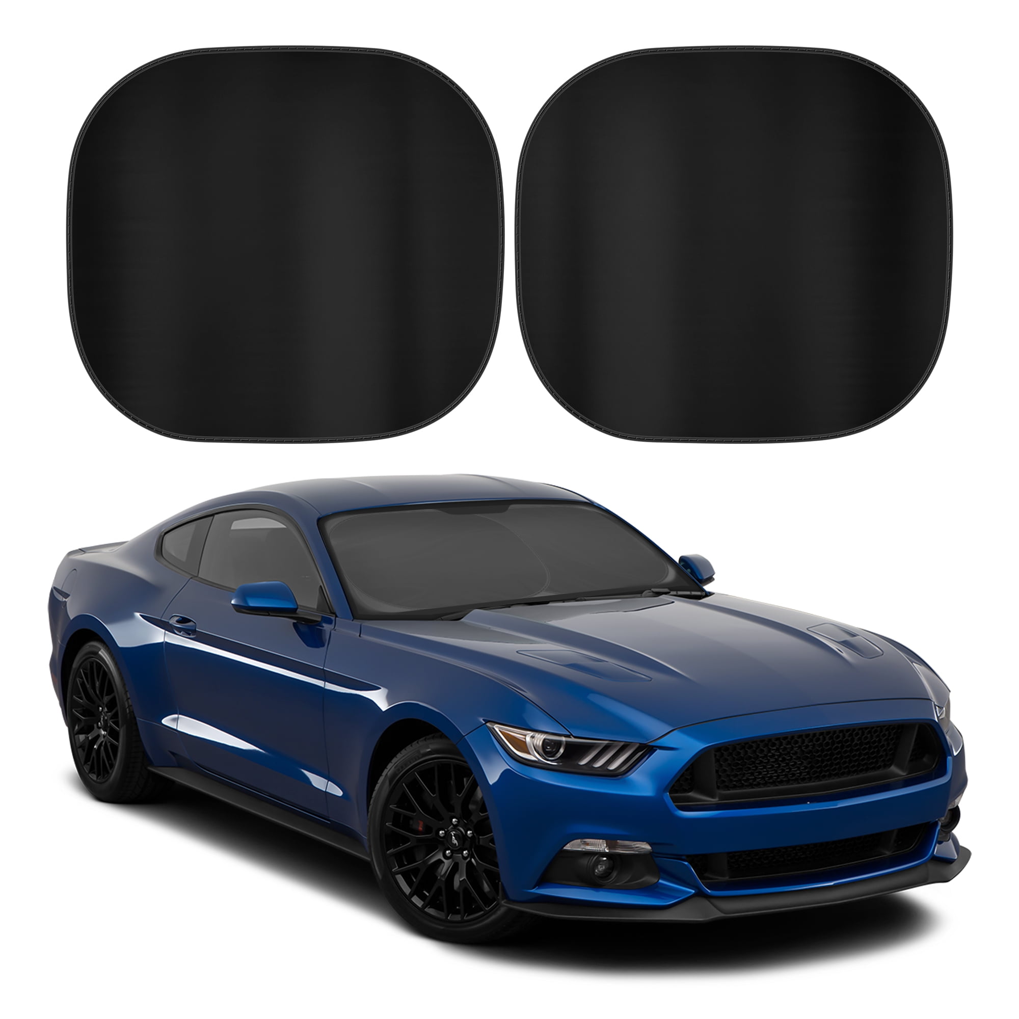 BDK 2PC Metallic Black Car Window Sun Shade Auto Shade for Windshield ...