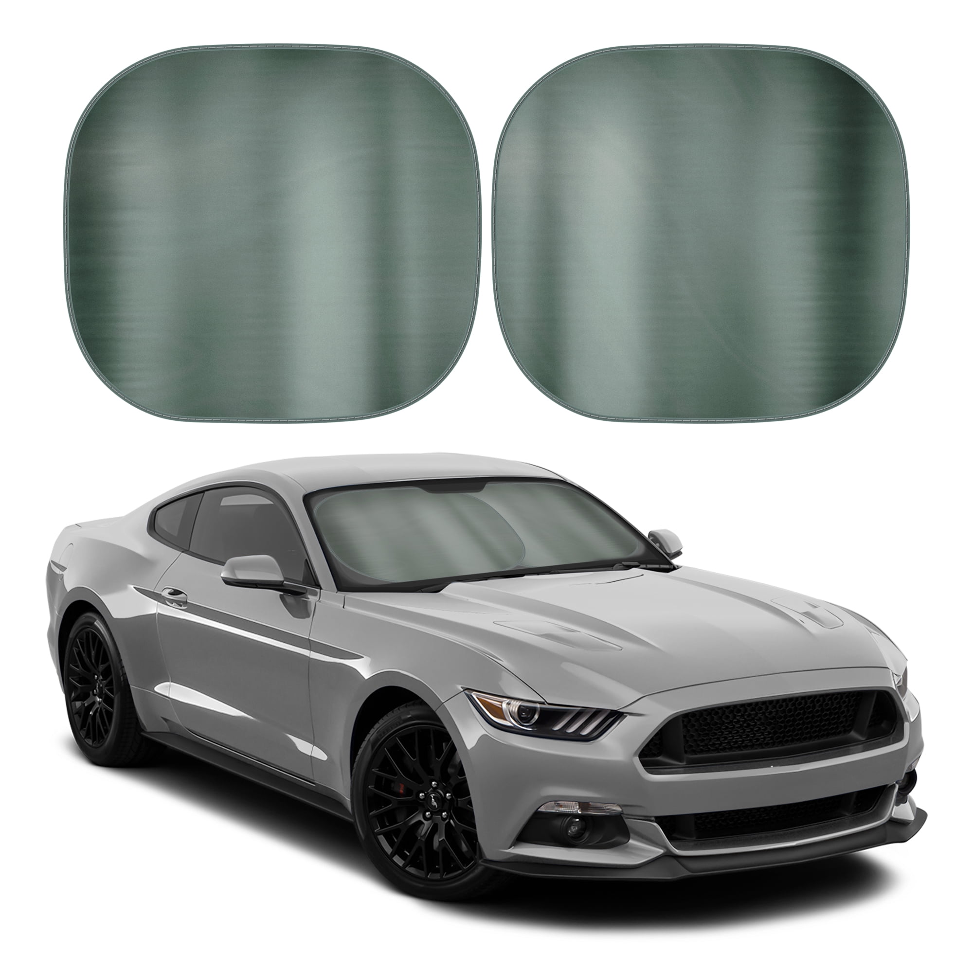 BDK 2PC Metallic Charcoal Gray Car Window Sun Shade Auto Shade, 31.75 ...