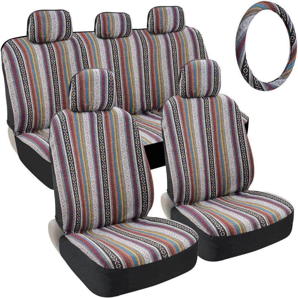BDK Baja Blanket Car Seat Covers, Full Set with Steering Wheel Cover ...