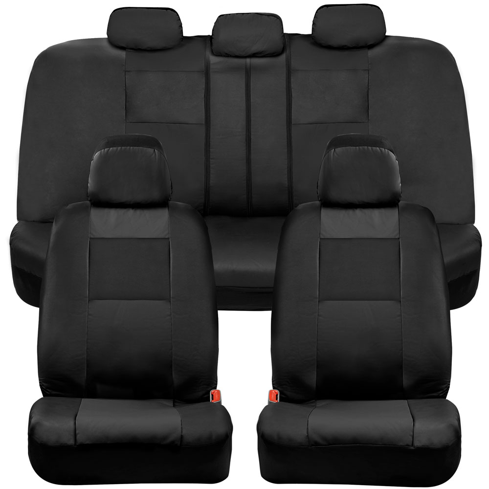 OTOEZ Car Seat Covers Full Set Leather Front and Rear Bench Backrest ...