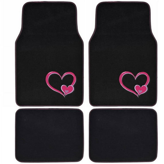BDK Cute Pink Heart Design Carpet Floor Mats for Car SUV, 4 Piece Set ...