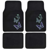 BDK Car Floor Mats, Neon Purple & Green Butterflies, 4 Pieces, Rubber ...