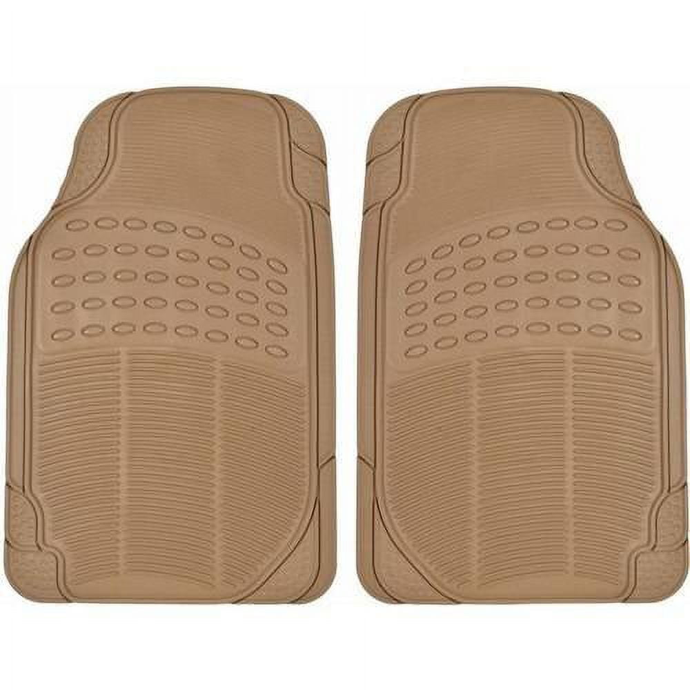BDK Front Car Rubber Floor Mats, 2-Piece, Black Beige Gray, Heavy Duty ...