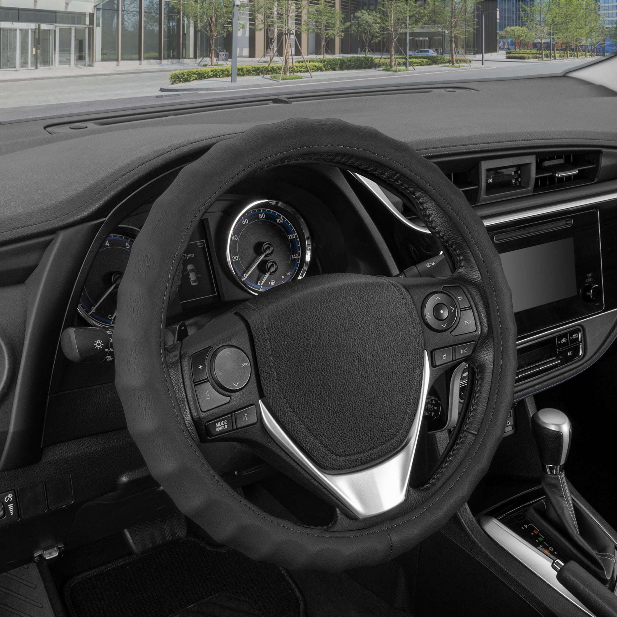 BDK Genuine Leather Ergonomic Non-Slip Grip Car Steering Wheel Cover ...