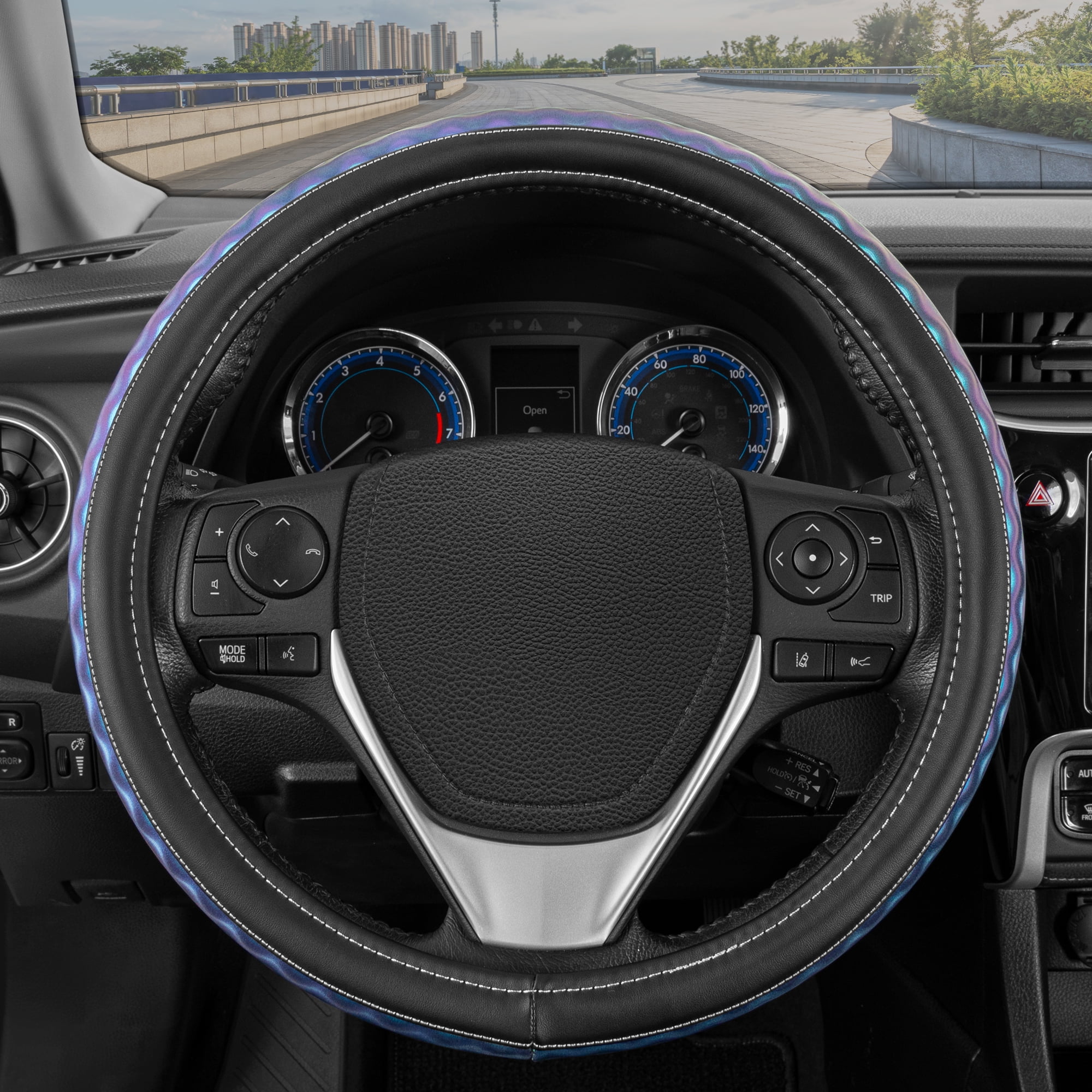 BDK Iridescent Wave Car Steering Wheel Cover - Steering Wheel Cover ...