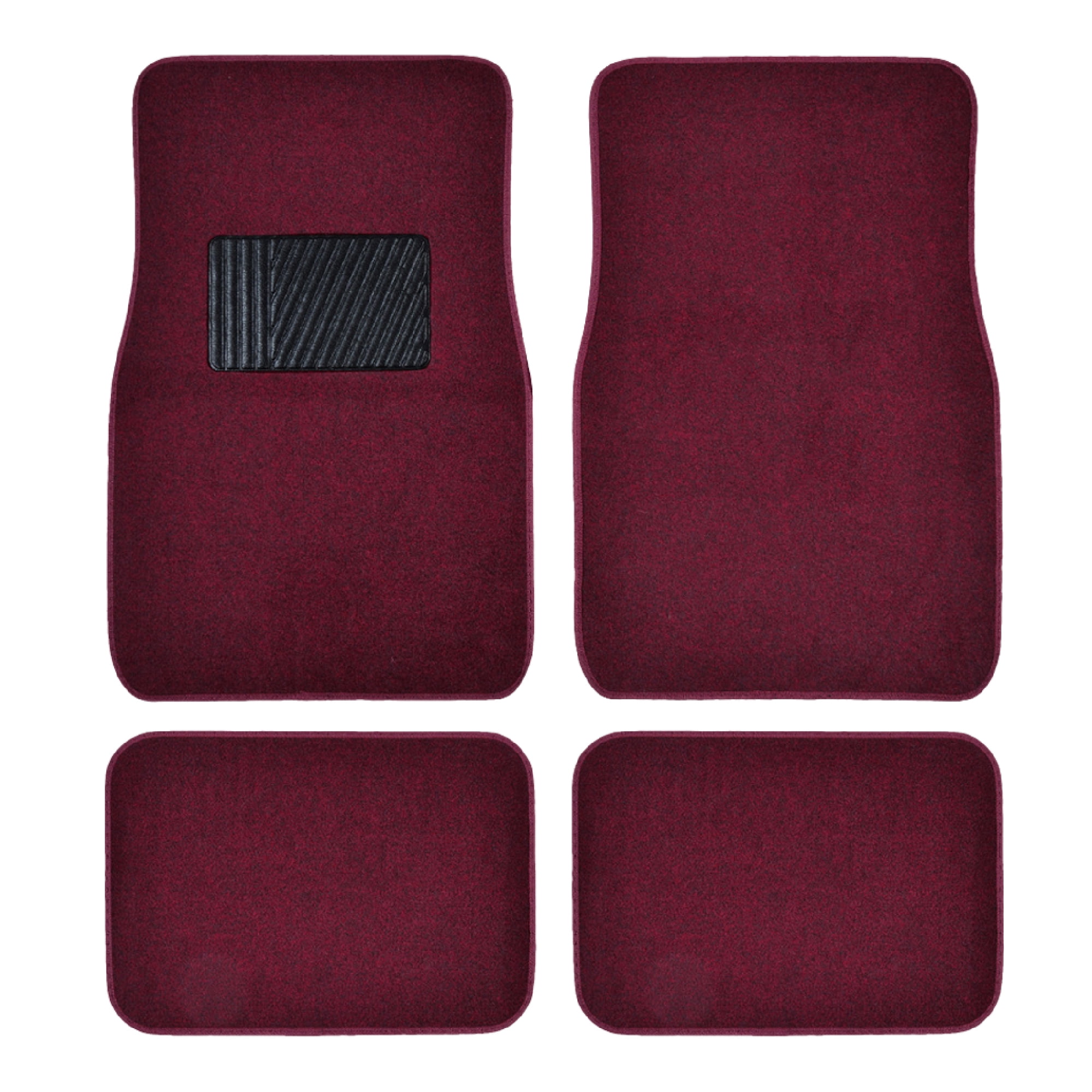 BDK MT-100-BD Burgundy Red Carpeted 4 Piece Car SUV Floor Mats With ...