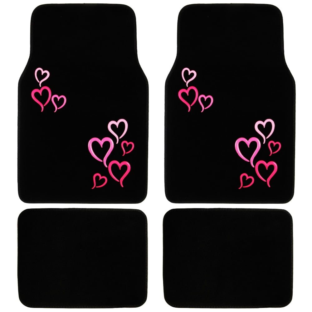 BDK MT-403-PK Design Carpet Car Floor Mats Front and Rear Full Set with ...
