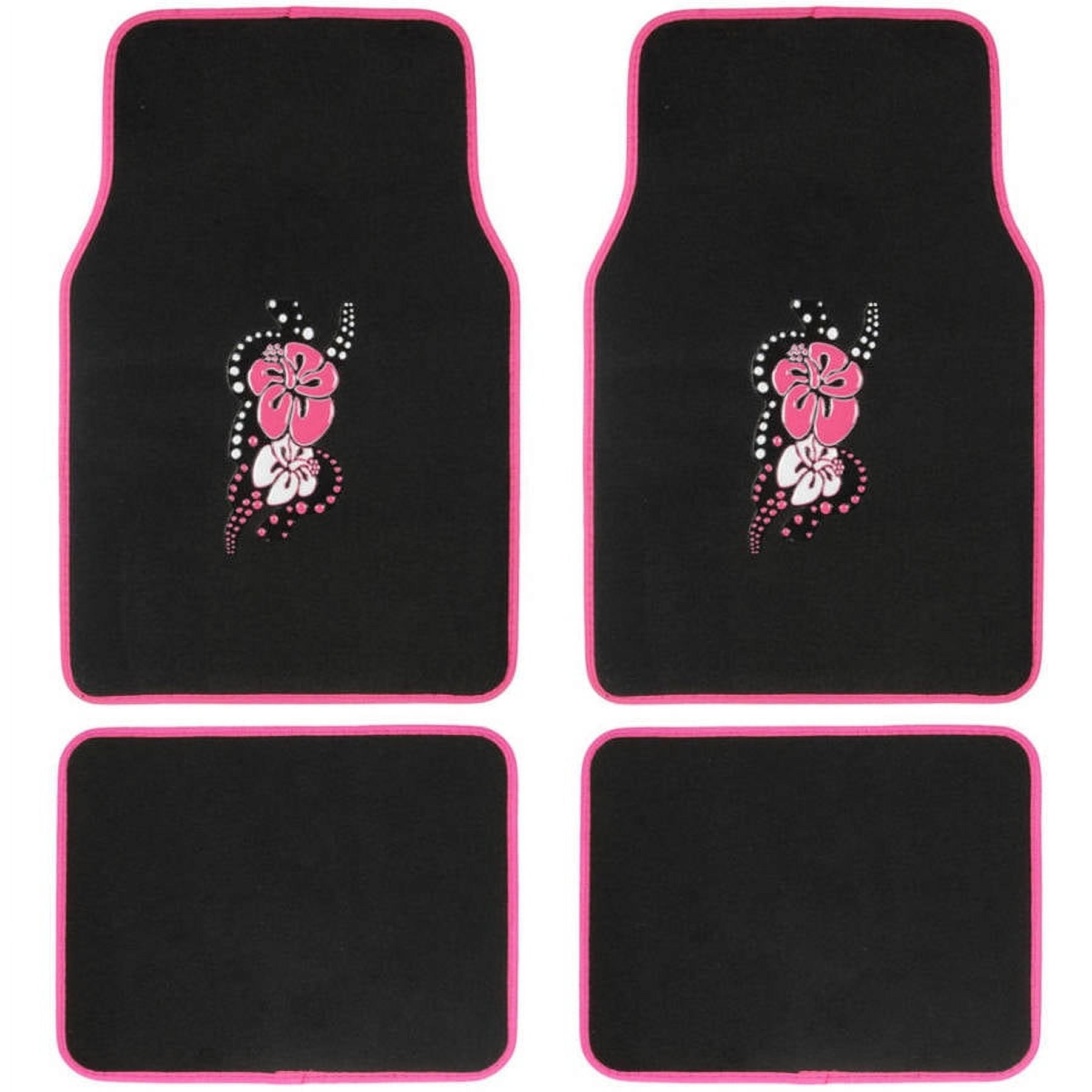 BDK MT-452-PK Pink Hawaiian Flower Design Carpet Floor Mats for Car SUV ...