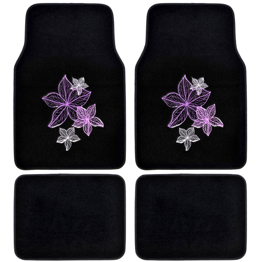 BDK Pink Flowers Design Carpet Car Floor Mats for Auto Van Truck SUV-4 ...