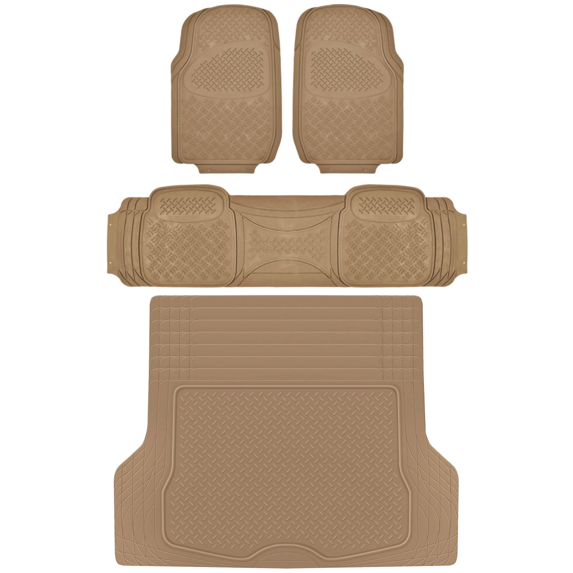 BDK OF-713 Diamond Grid Rubber Car Floor Mats, Universal Front & Rear ...