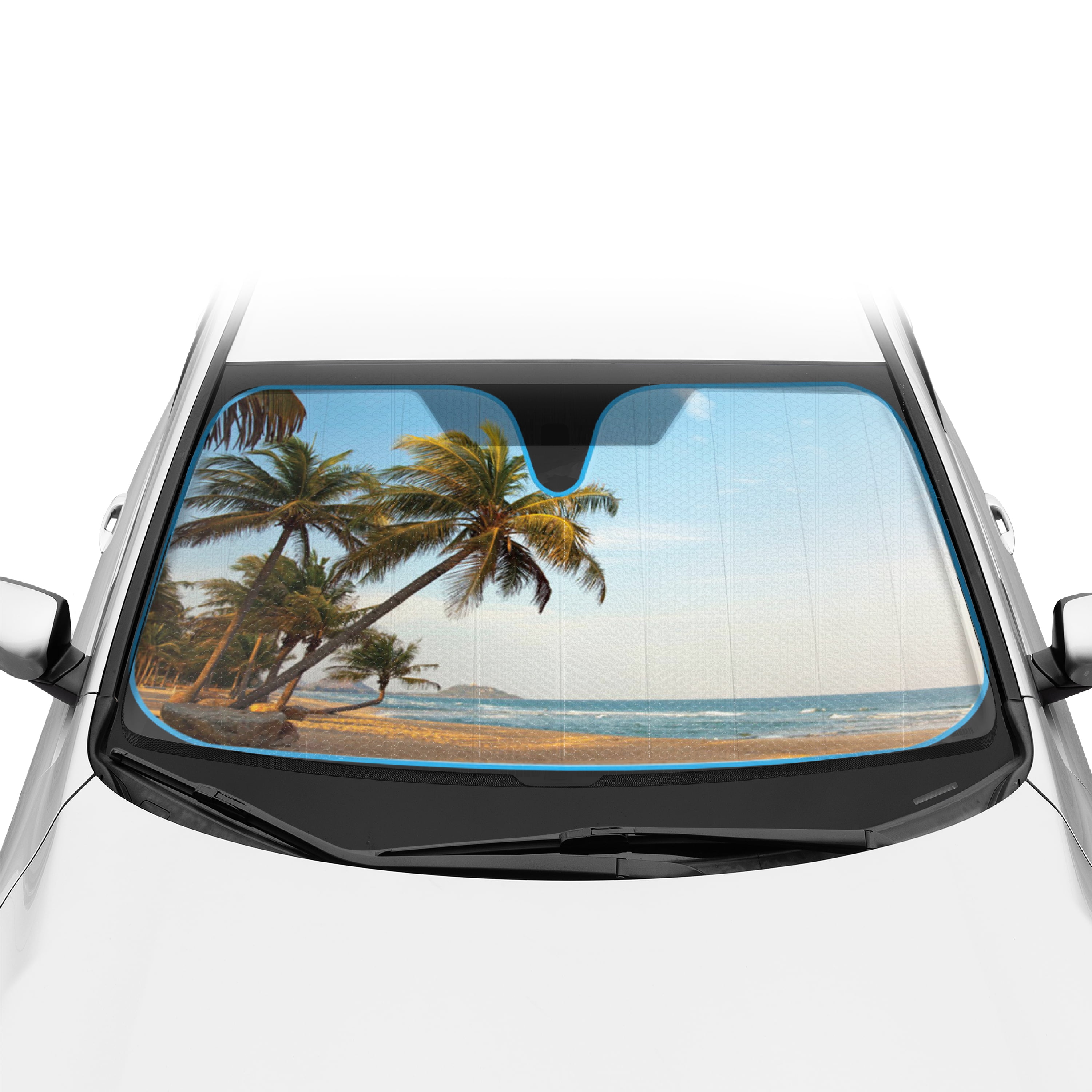 BDK Palm Tree Tropical Island Front Windshield Sun Shade Accordion ...
