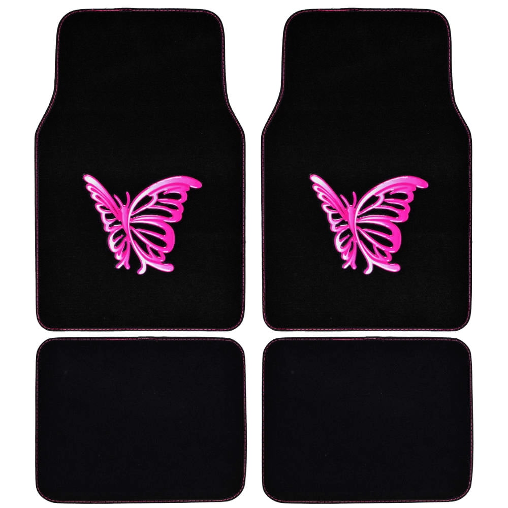 BDK Pink Butterfly Design Carpet Car Floor Mats for Auto Van Truck SUV ...