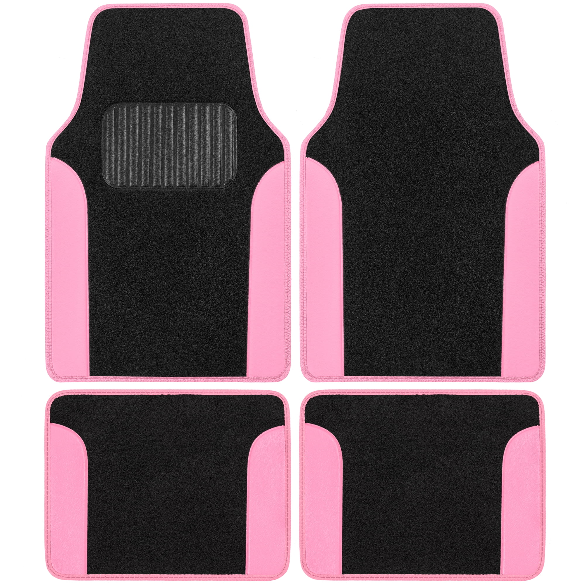 BDK Pink Carpet – Two-Tone Faux Leather Automotive Floor Mats, Included ...