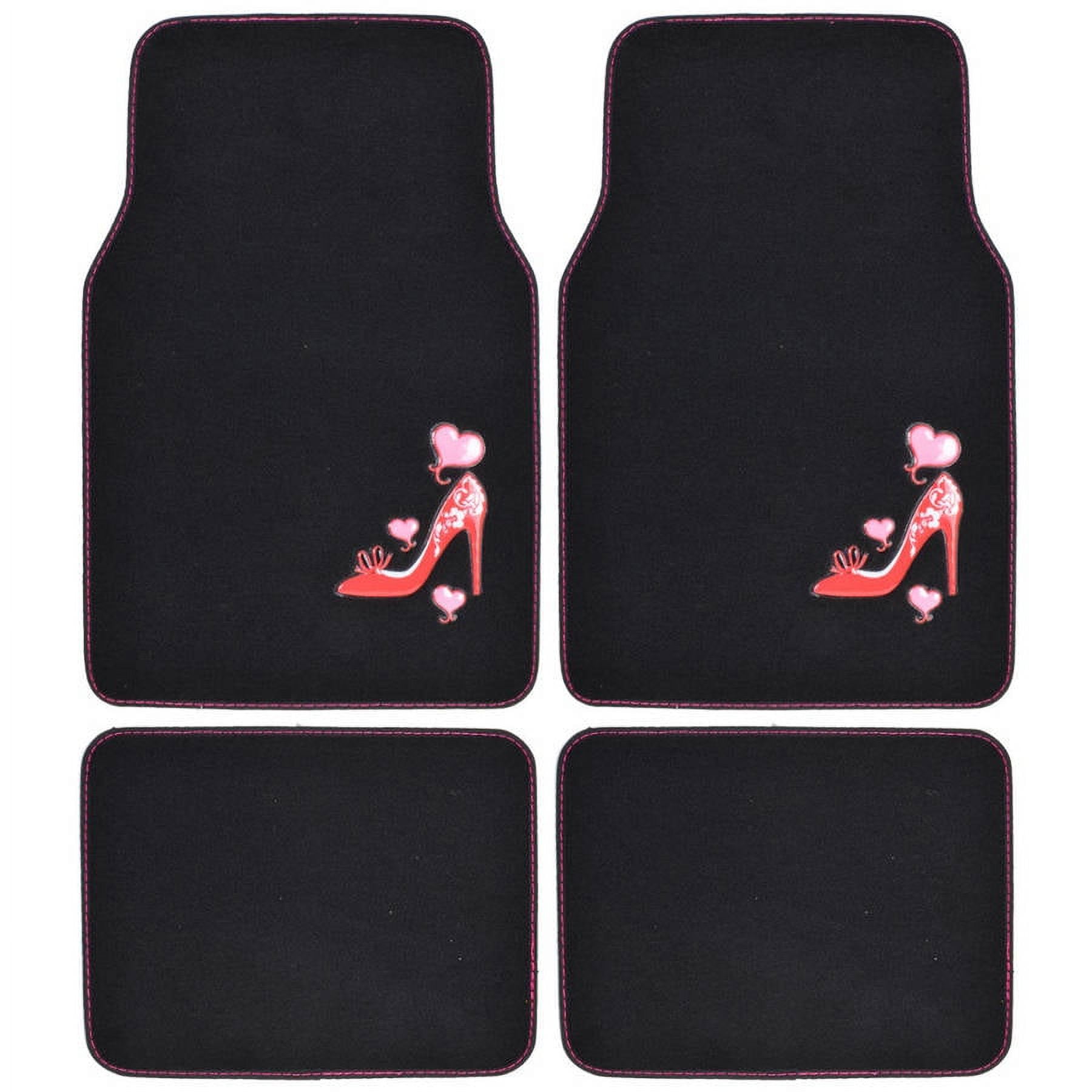 BDK Pink Love Heel Design Carpet Floor Mats for Car SUV, 4 Piece Set ...