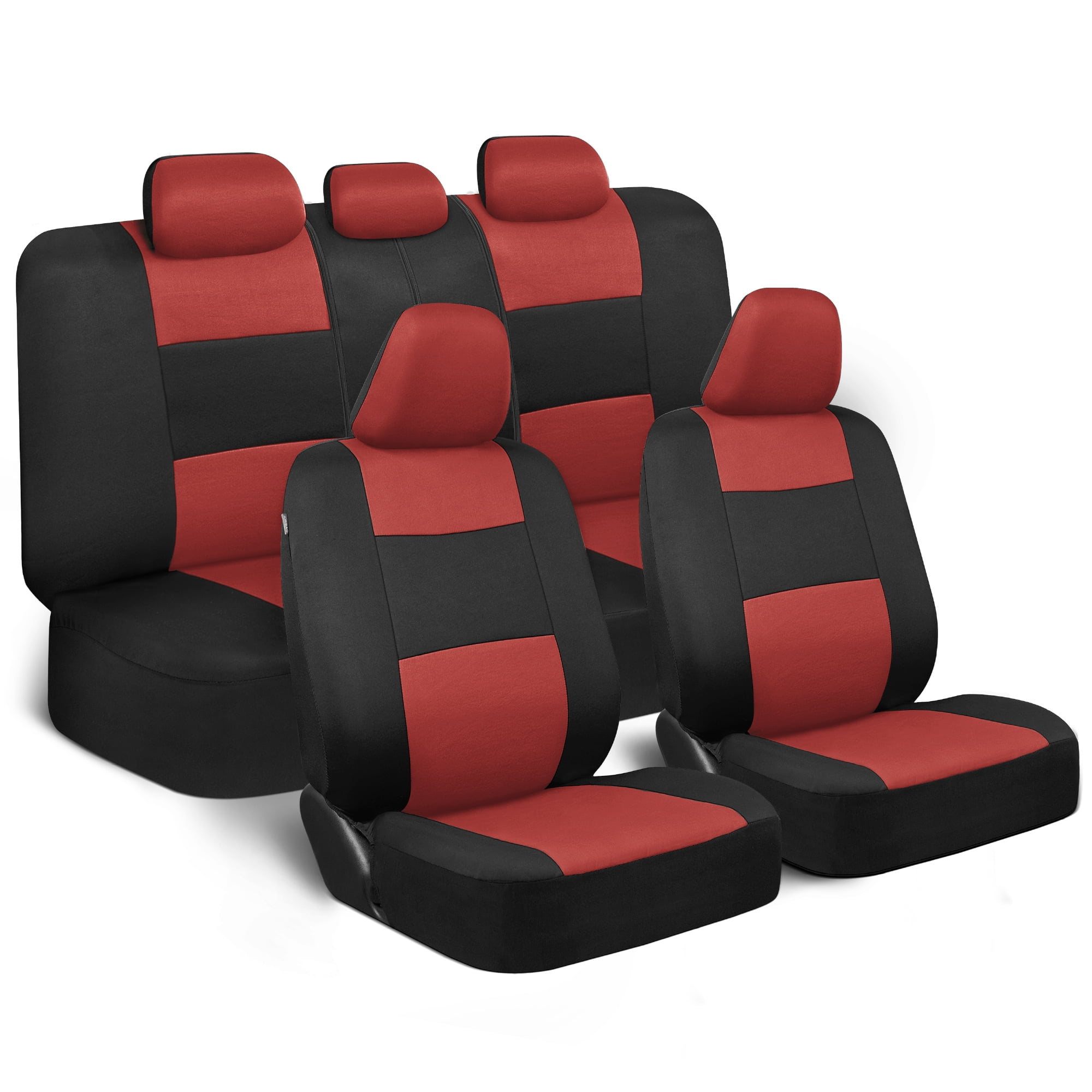 BDK PolyPro Car Seat Covers Full Set in Terracotta on Black, Front and ...