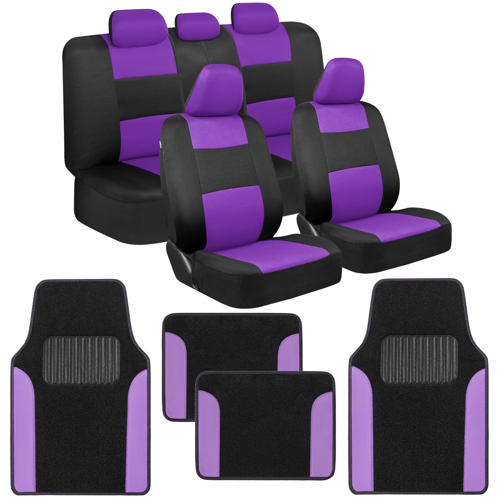 BDK PolyPro Black / Purple Car Seat Covers Full Set with Matching ...