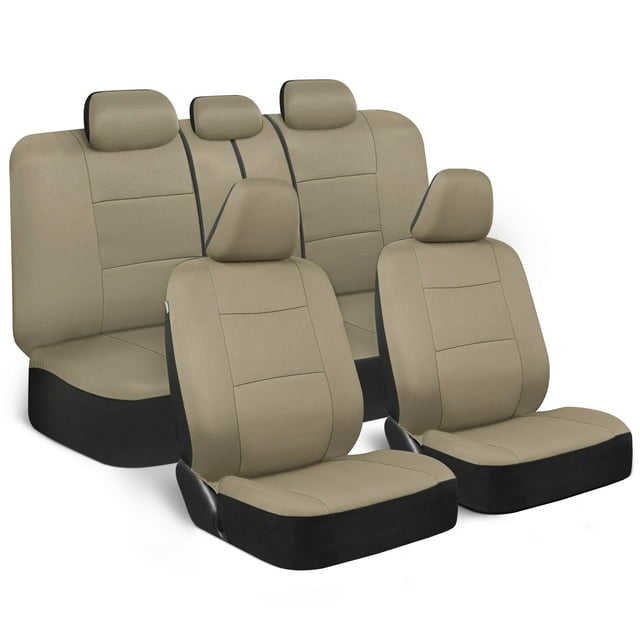 BDK PolyPro Seat Covers Full Set in Solid Beige – Front and Rear Split ...