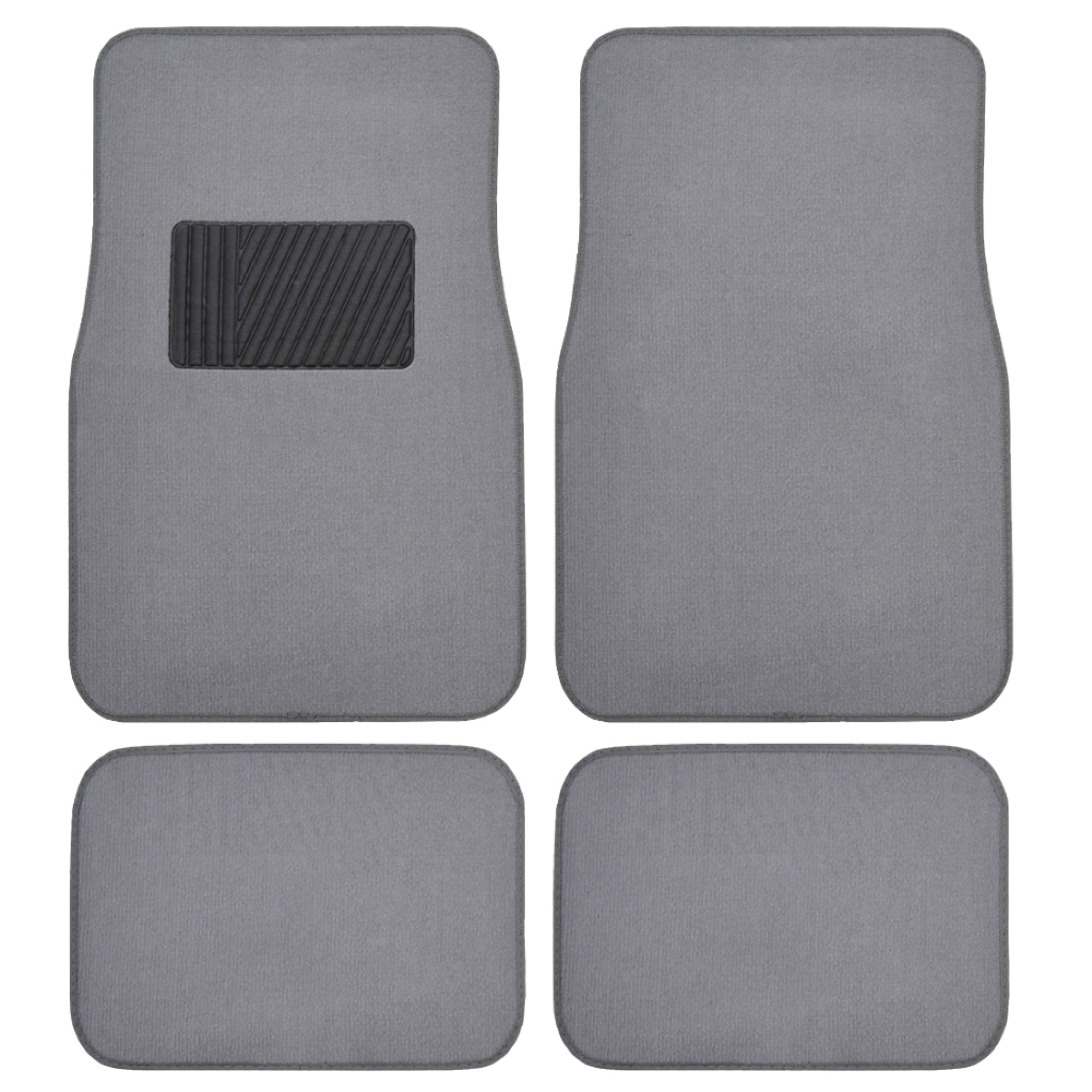 BDK Premium 4PC Set of Carpet Car Floor Mats with Vinyl Safety Heel Pad ...
