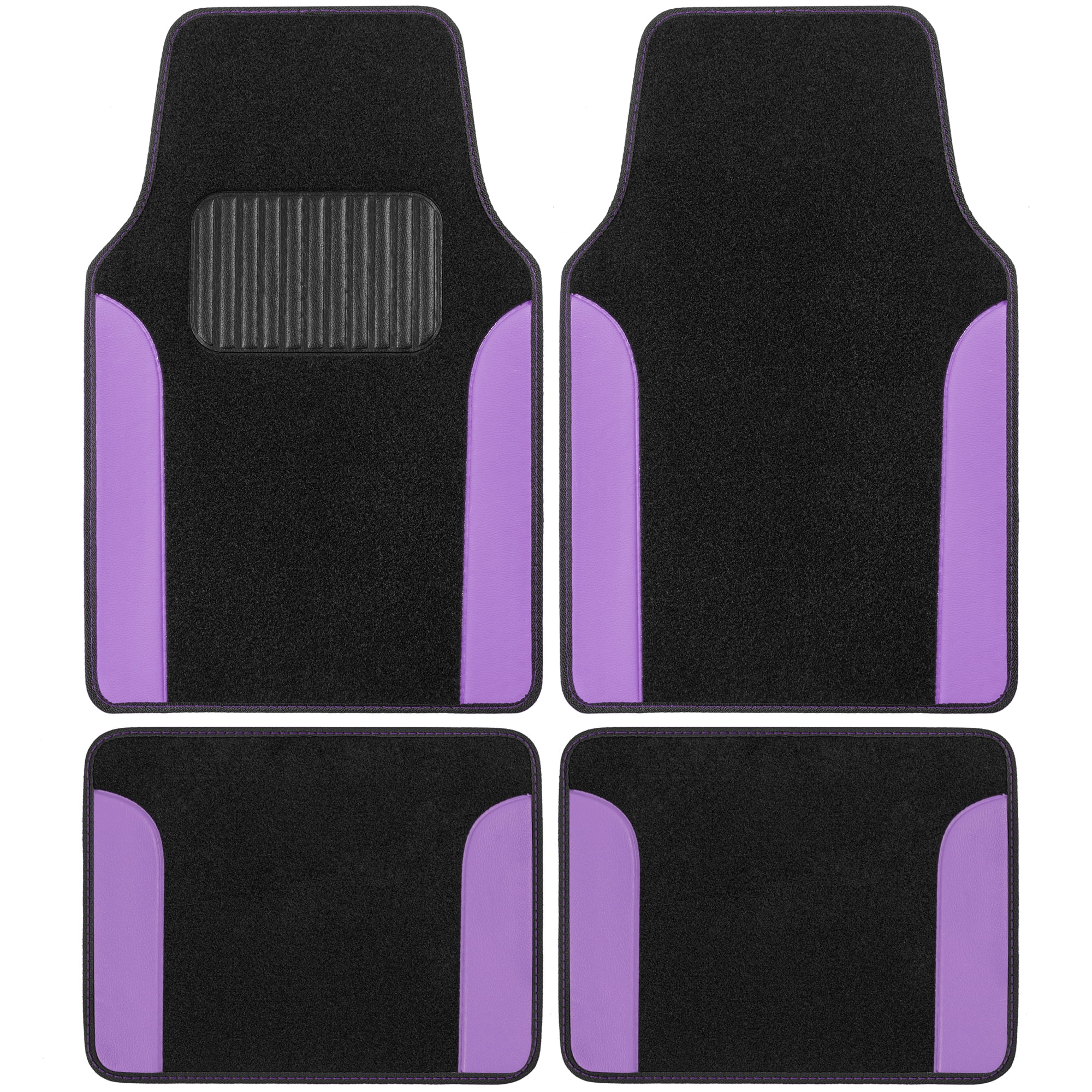 BDK Purple Carpet Car Floor Mats, Two-Tone Faux Leather Automotive ...