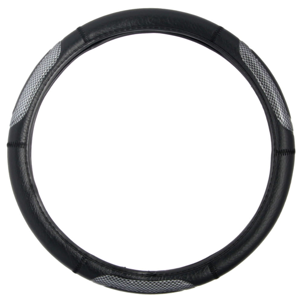 BDK Sporty Two Tone Ergonomic Grip Steering Wheel Cover - Carbon Fiber ...