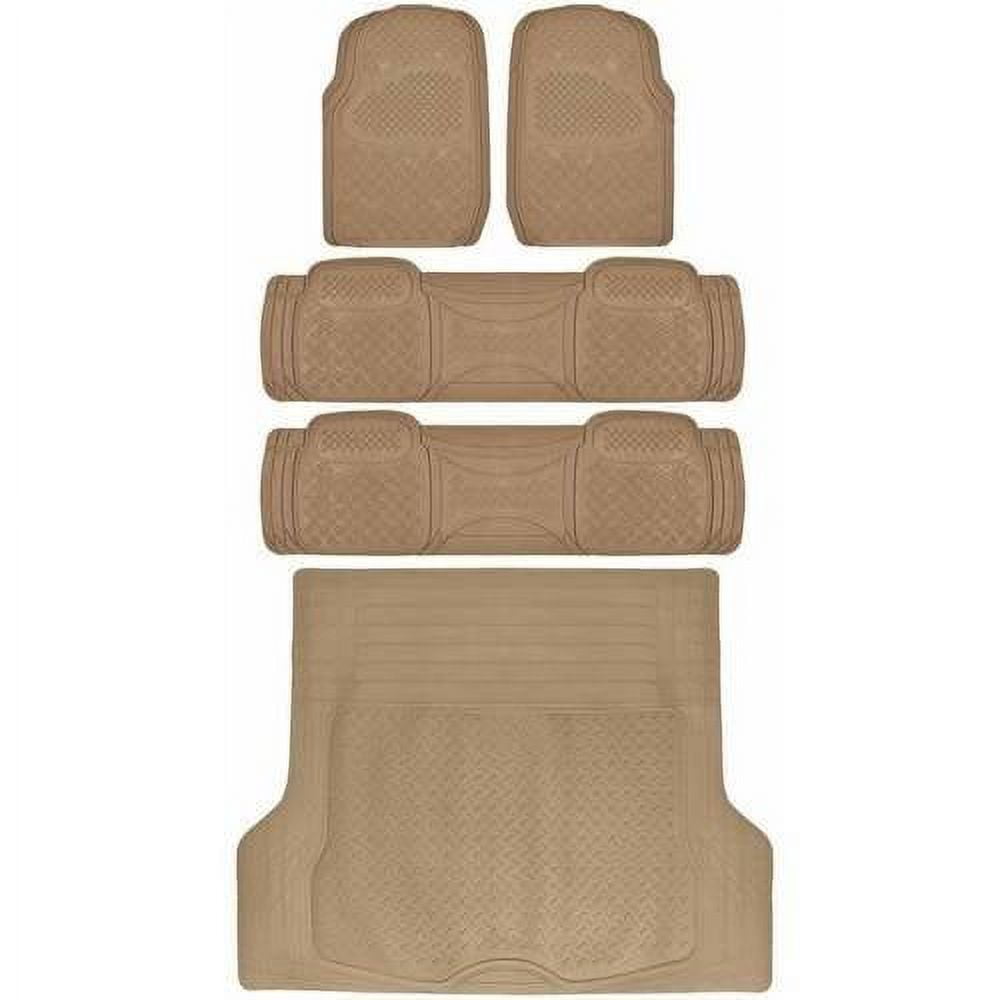 BDK Super Duty Rubber Floor Mats for Car SUV and Van 3 Rows with Cargo ...