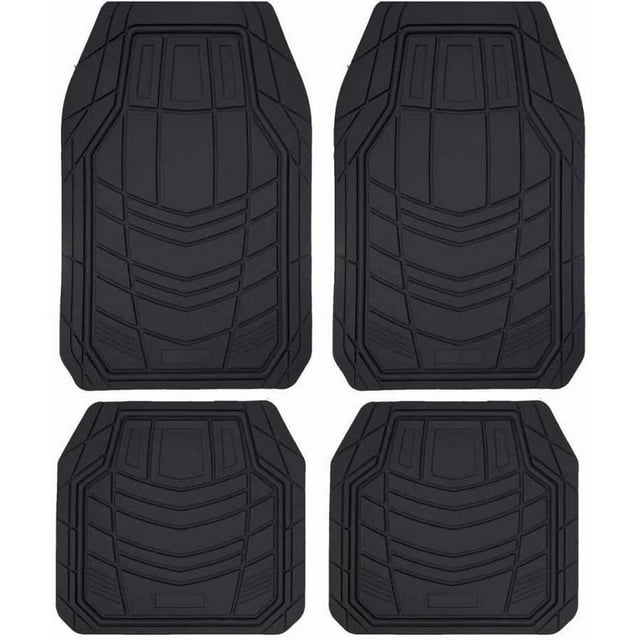 BDK TransTech Car Floor Mats, Trimmable Rubber Semi Custom Fit, Black ...