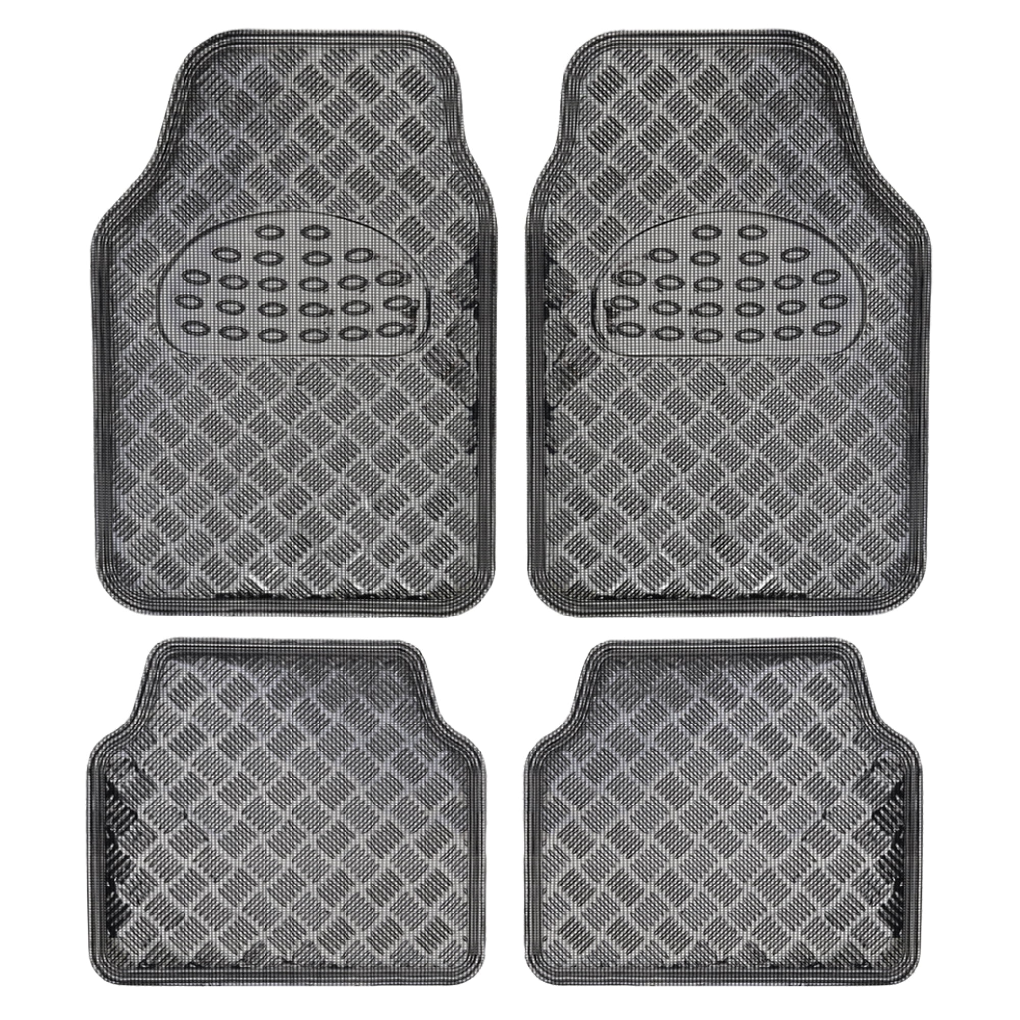 BDK Universal Fit 4-Piece Set Metallic Design Car Floor Mat - Heavy ...