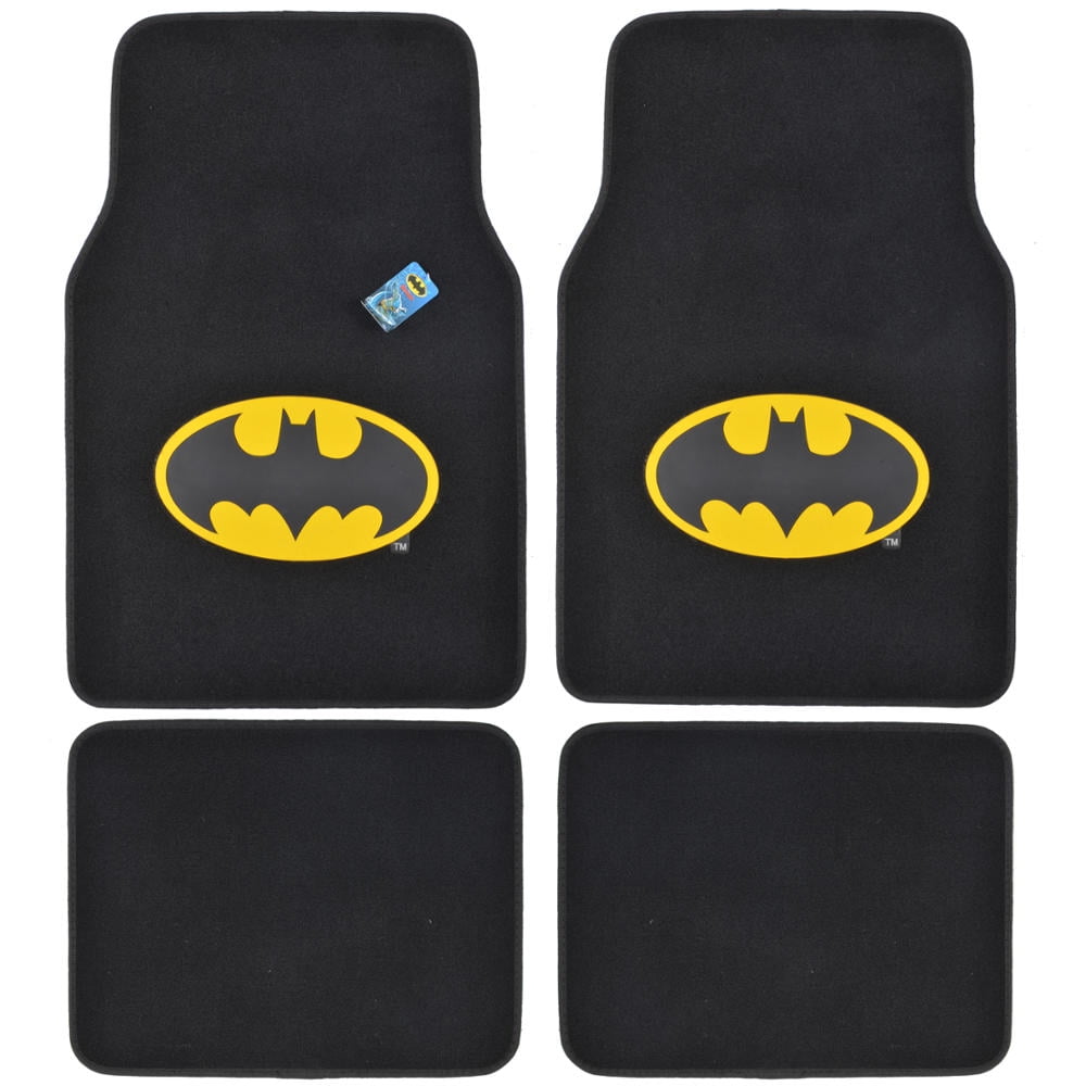 BDK WBMT-1301 Batman Carpet Car Floor Mats Black & Yellow Logo - 4 ...