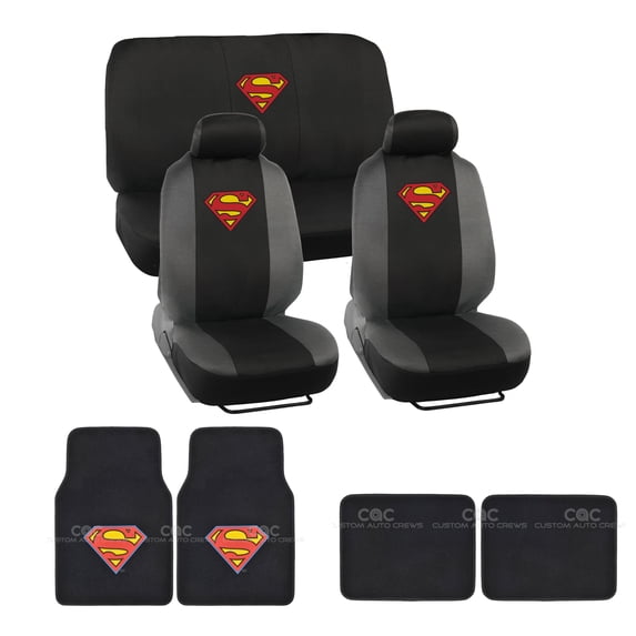 BDK Warner Brothers DC Superman Front & Rear Car Seat Covers Full Set ...