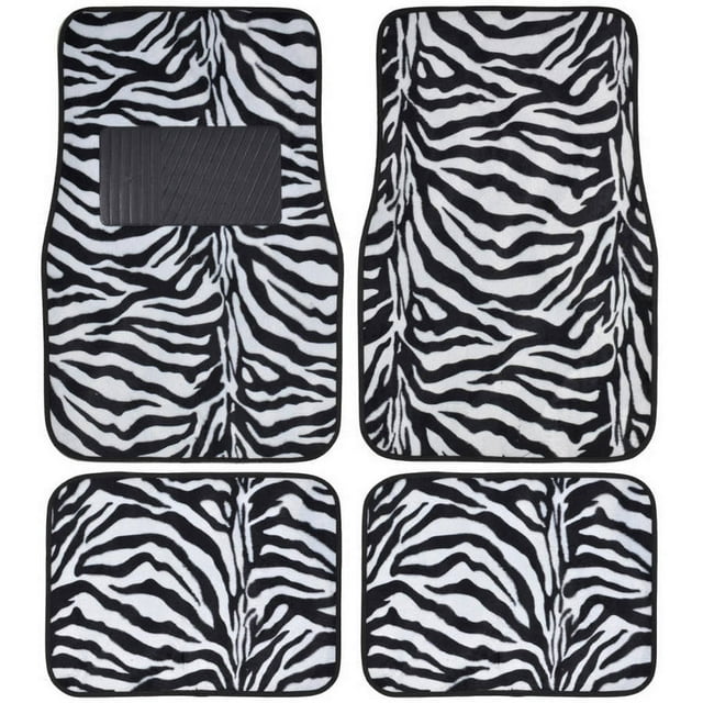 BDK Zebra Car Floor Mats, Animal Prints Mat, 4 Pieces, White - Walmart.com