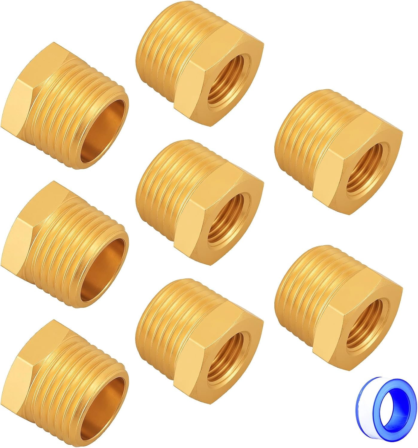 BDKWID-1/2" NPT Male x 1/4" NPT Female Brass Reducing Bushing,Hex Head ...