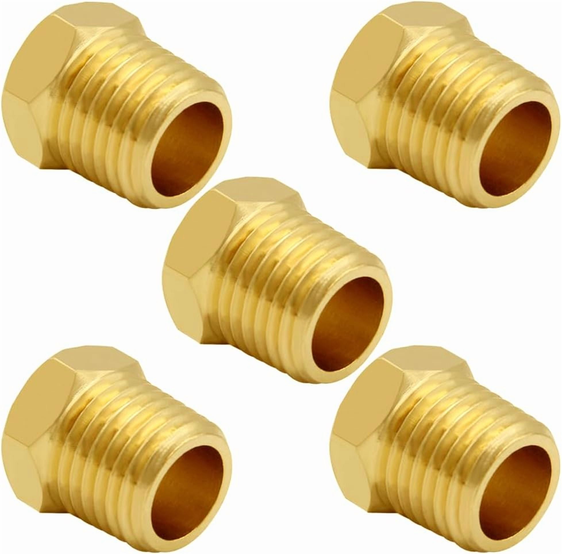 BDKWID-1/8" NPT Male Pipe Plug Outer Hex Thread Socket Plug Brass ...