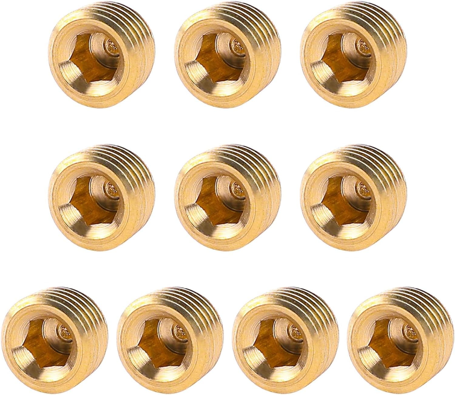 BDKWID-10 PCS 1/4" NPT Male Pipe Plug Fitting Set Brass Hex Counter ...