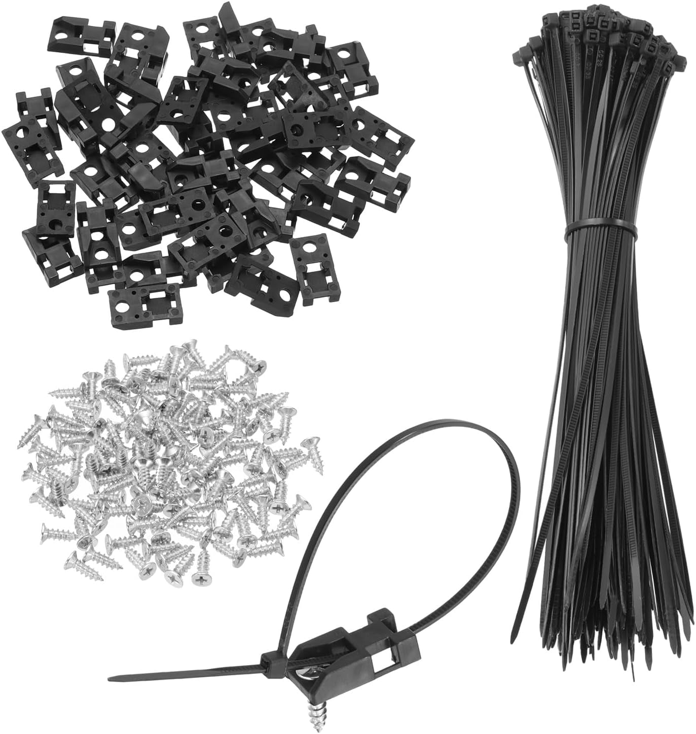 BDKWID-100pcs 0.94" Cable Tie Saddle Type Mounts Base with 8" Cable Zip ...