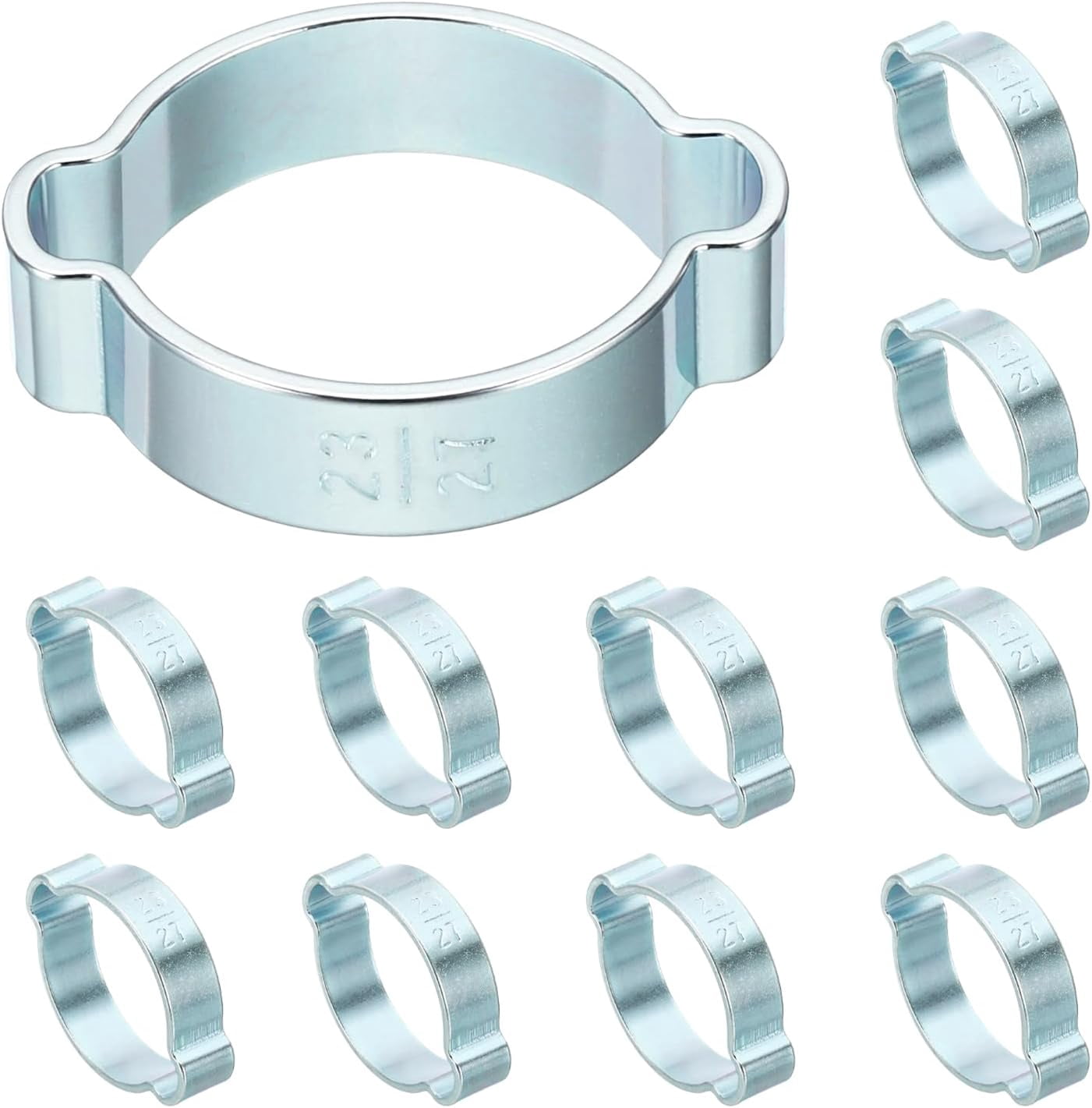 BDKWID-12 Pcs Double Ear Hose Clamp, 23-27mm Zinc Plated Steel O Clip ...