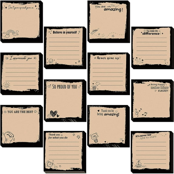 BDKWID-12 Pcs Inspirational Sticky Notes 3 x 3 Inch Motivational Fun ...