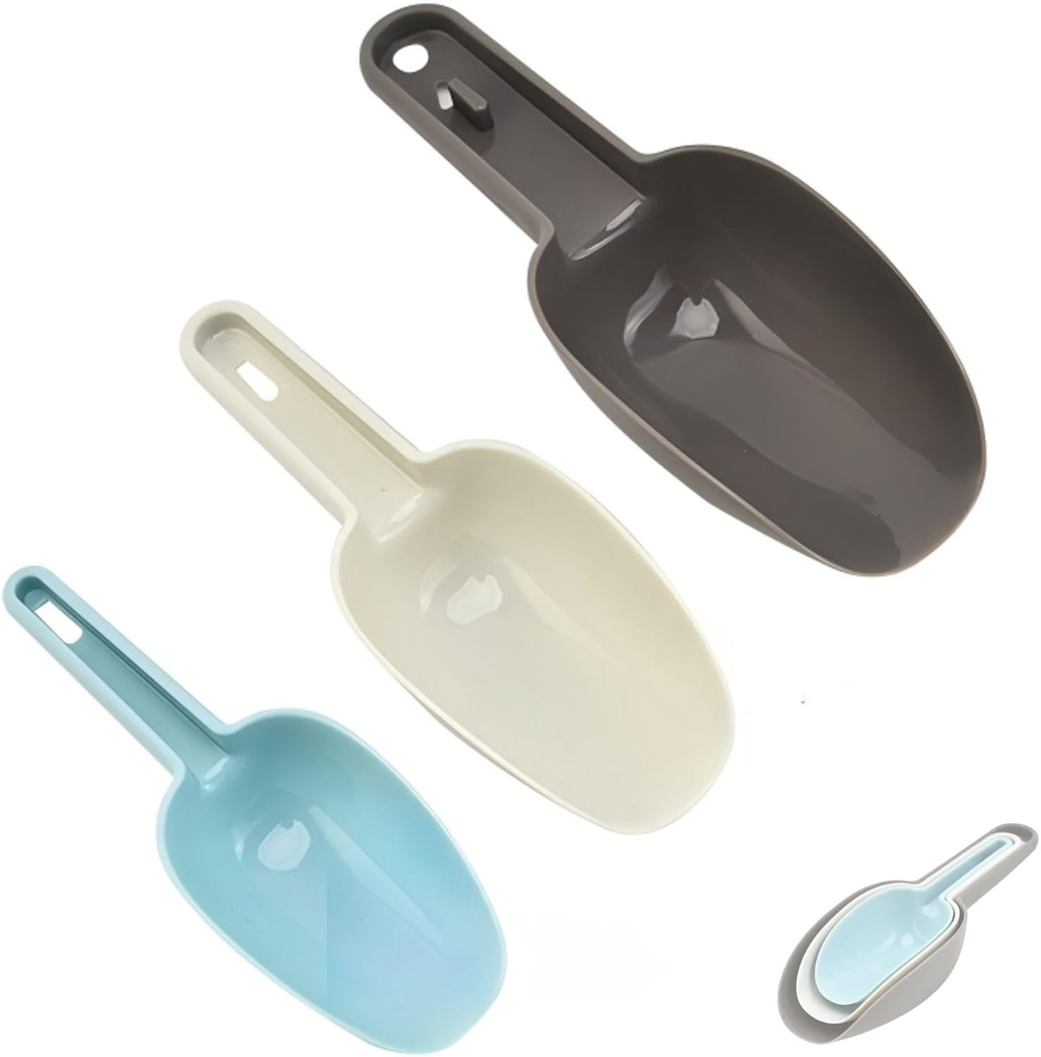BDKWID-3 Pcs Ice Scoop, Multi-Purpose Plastic Kitchen Scoops for ...