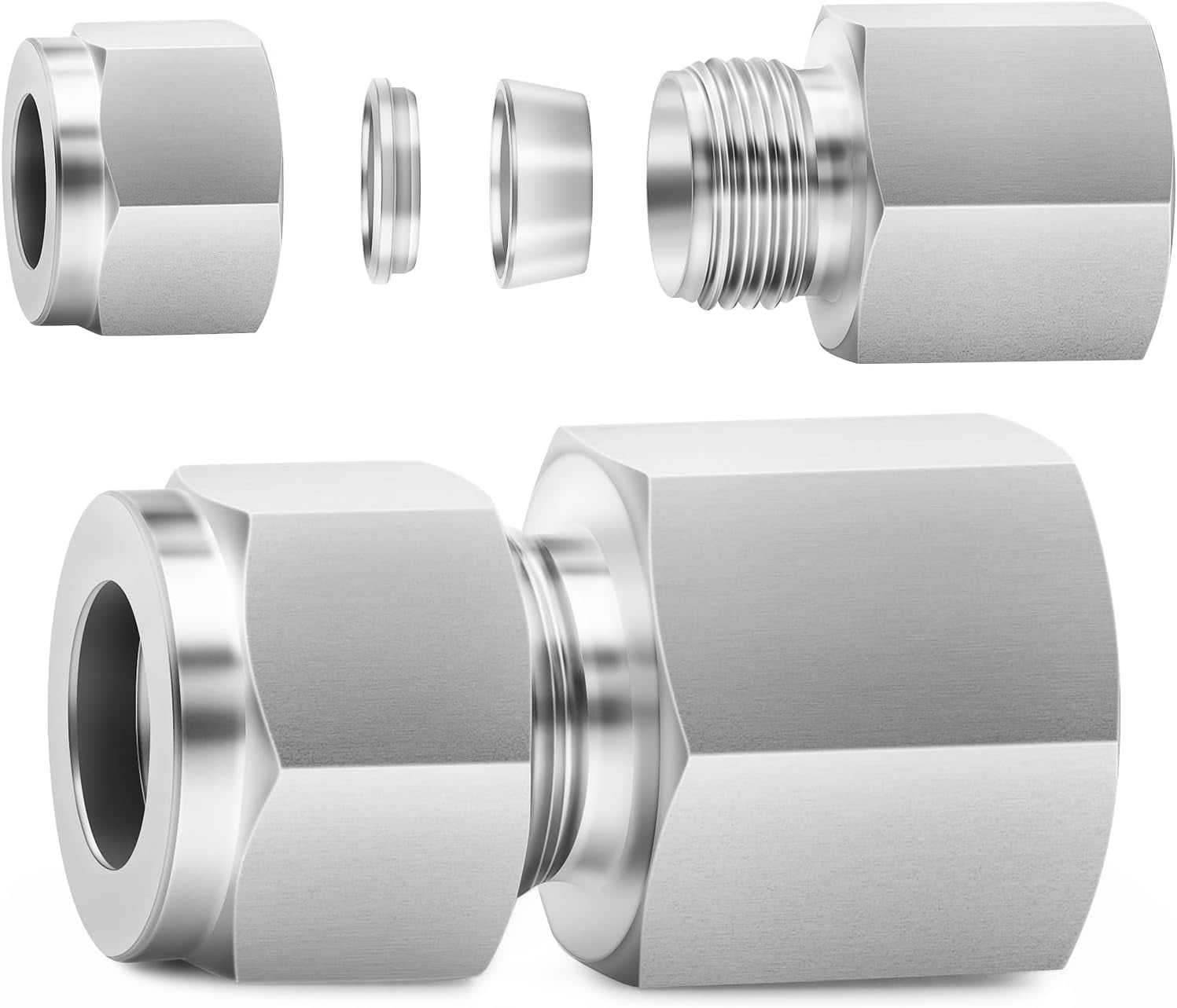 BDKWID-304 Stainless Steel Compression Tube Fitting, 1/2" OD x 1/4" NPT ...
