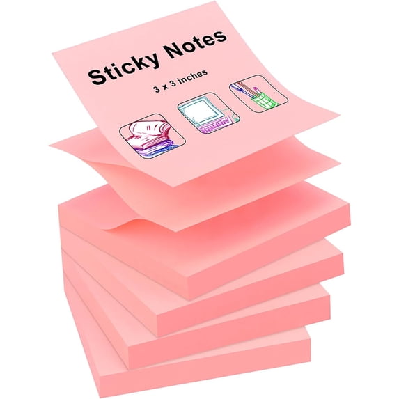 BDKWID-400 Sheets Pop-up Sticky Notes, 3 x 3 Inches, 4 Pads Bright ...