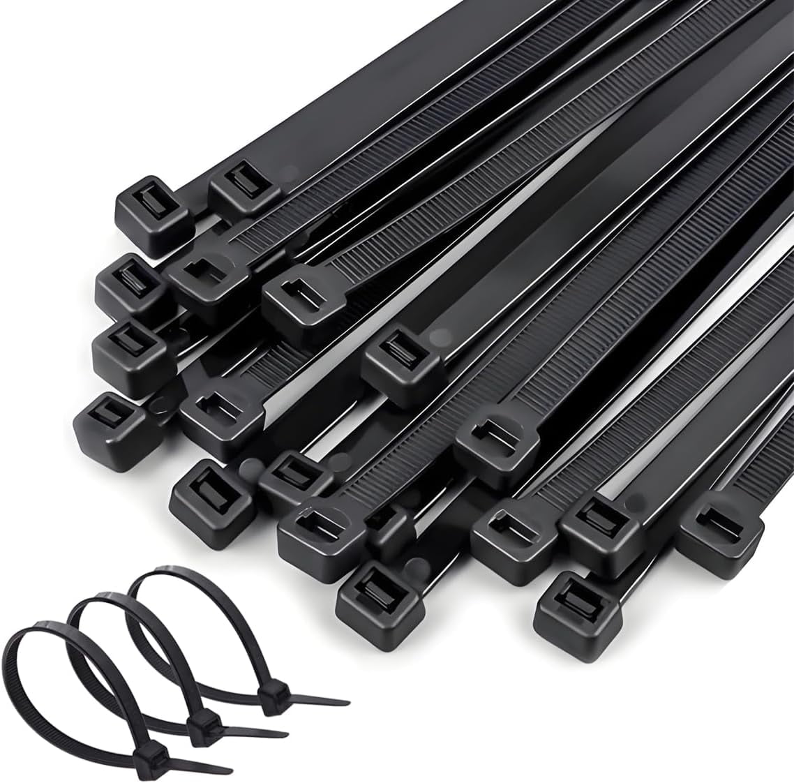 BDKWID-50 Pack 0.3 x 10 inch Black Cable Ties, Heavy Duty Zip Ties with ...