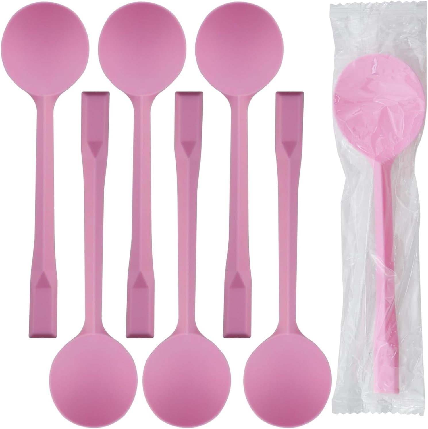 BDKWID-50PCS Disposable Pink Plastic Spoons Individually Wrapped ...