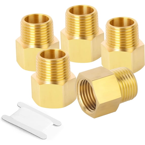 BDKWID-5PCS Brass Pipe Fitting, Reducer Adapter, 1/2-Inch Male Pipe x 1 ...
