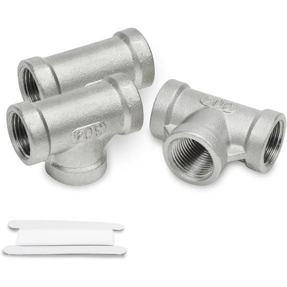 BDKWID-BWINTECH 3PCS 304 Stainless Steel Tee Pipe Fittings for Pipe ...