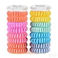 BDKWID-Basic Spiral Hair Ties, No Crease Hair Ties, 18 Count - Macaron ...