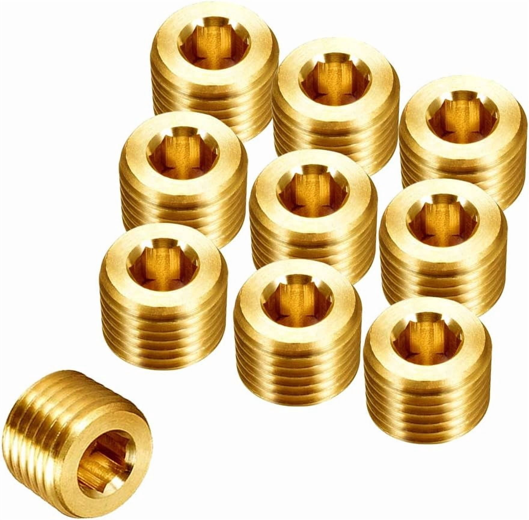 BDKWID-Brass Hex Counter Sunk Plug 1/8" NPT Male Pipe Fitting Set ...