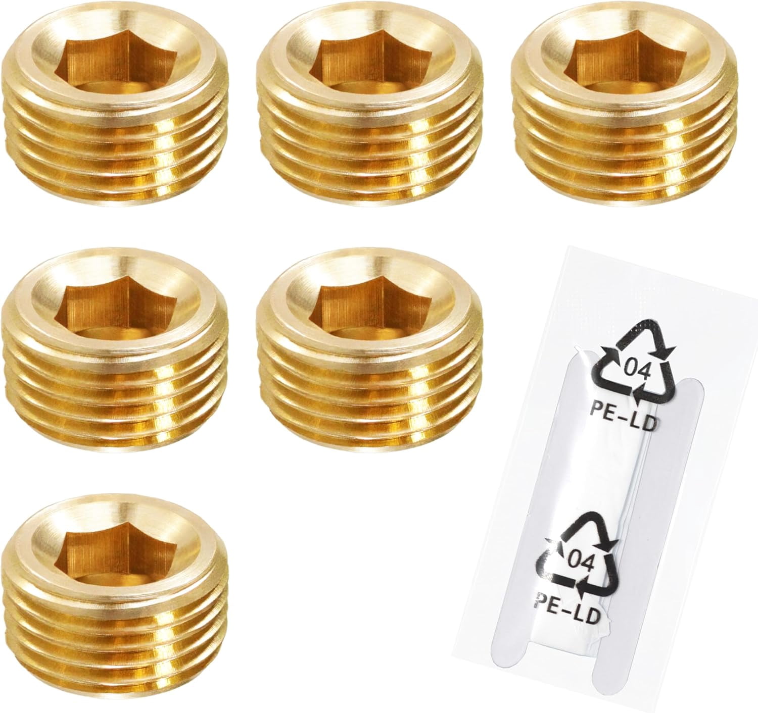 BDKWID-Brass Hex Plug 1/2" NPT Male Pipe Fitting Counter Sunk Plug ...
