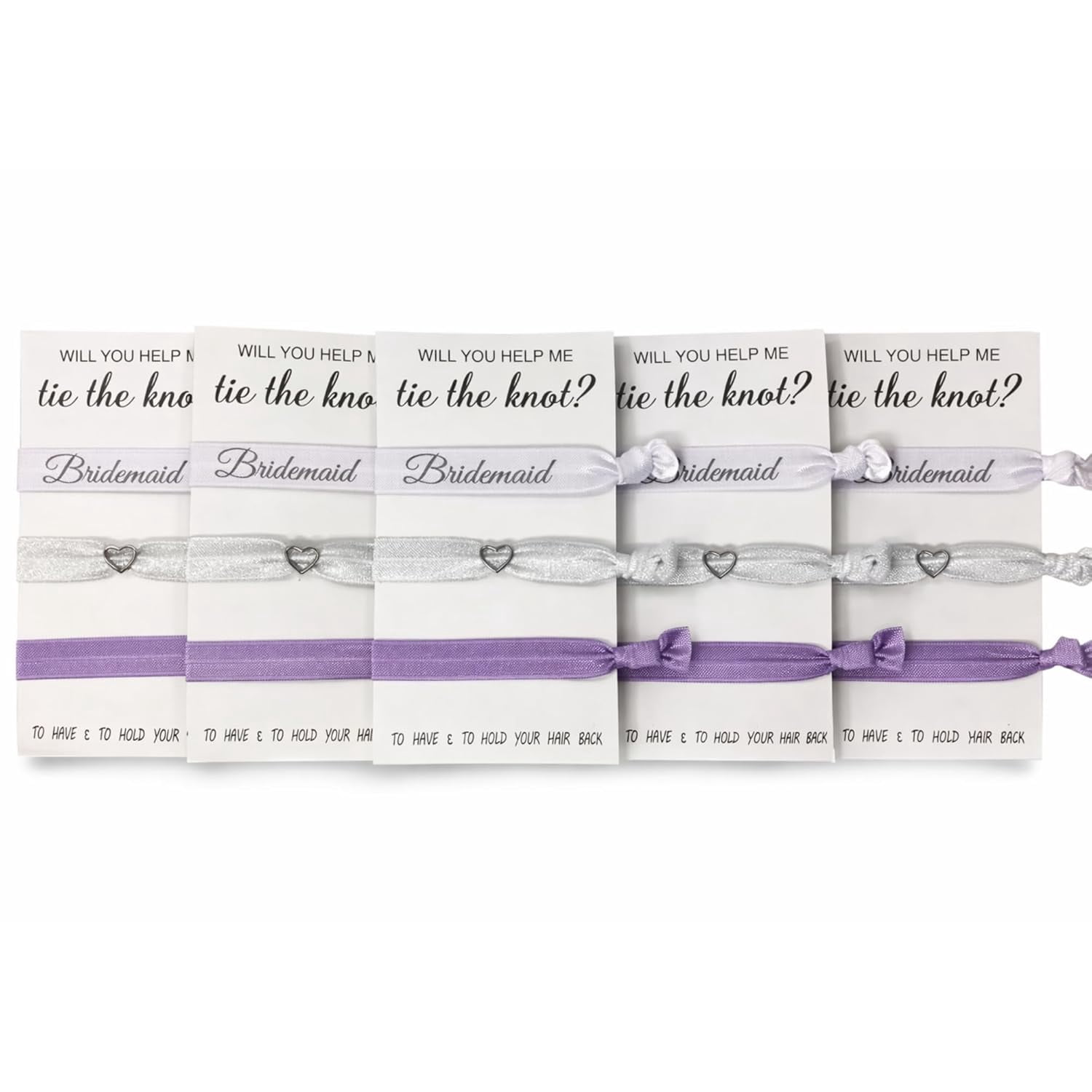BDKWID-Bridesmaid Hair Ties Set of 5, Will You Help Me Tie the Knot ...